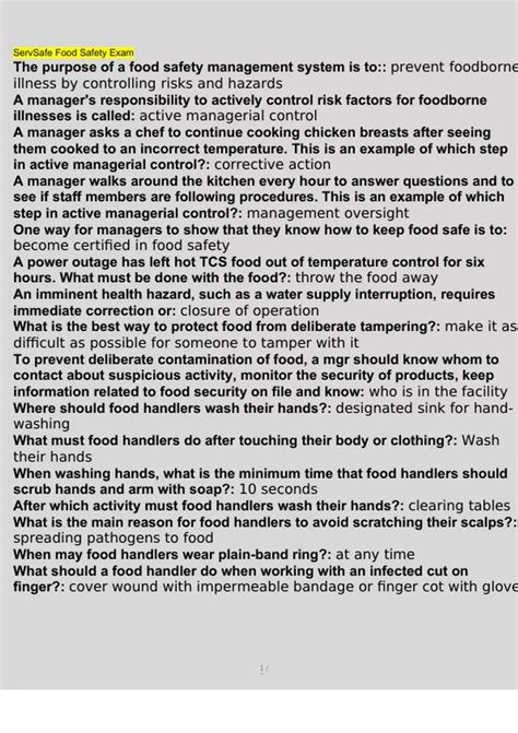 ServSafe Food Safety Exam Questions And Answers Verified Answers ServSafe