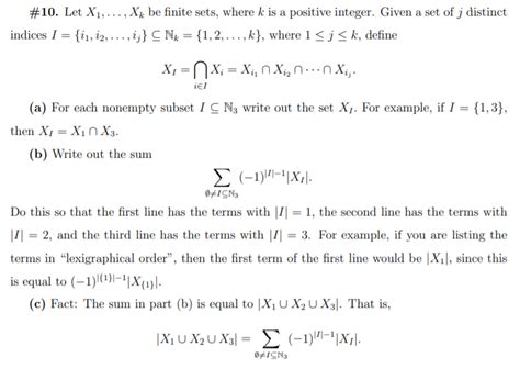 solved 10 let x1 xt be finite sets where k is a
