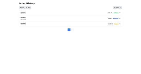 Order History Free React Tailwind Component