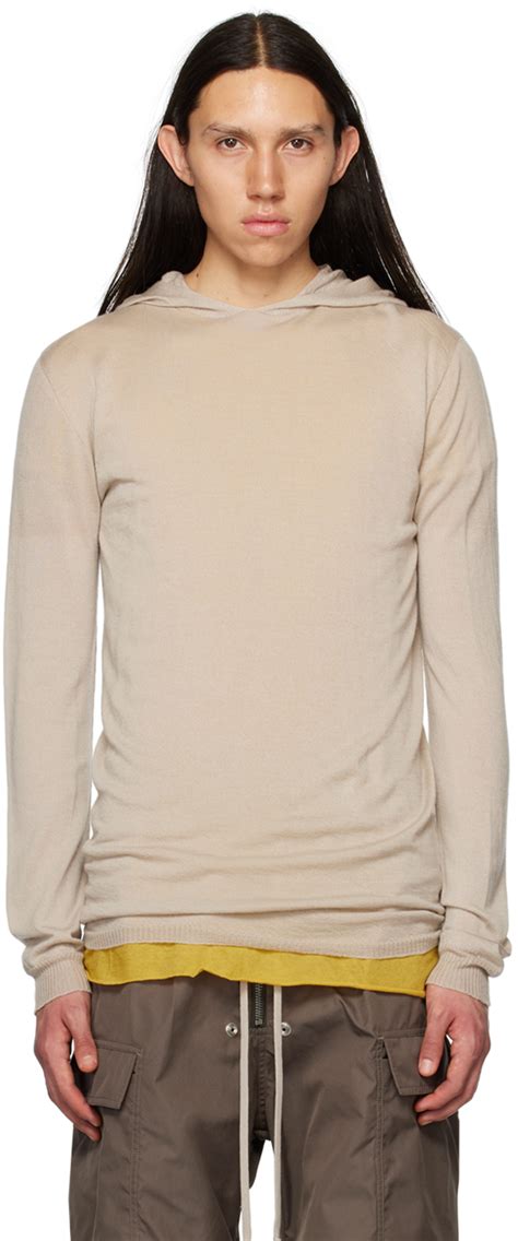 Off White Semi Sheer Hoodie By Rick Owens On Sale
