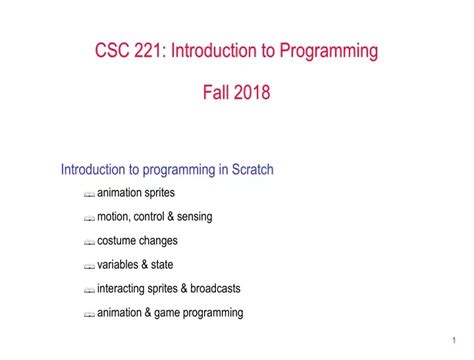 Ppt Csc 221 Introduction To Programming Fall 2018 Powerpoint