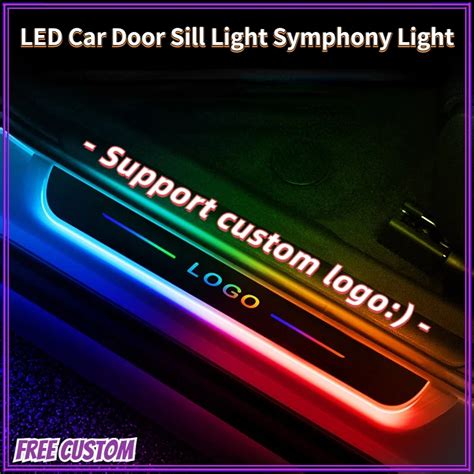 맞춤형 자동차 도어 조명 씰 라이트 로고 프로젝터 램프 전원 이동 Led 웰컴 페달 자동차 스커프 플레이트 페달 심포니 Aliexpress