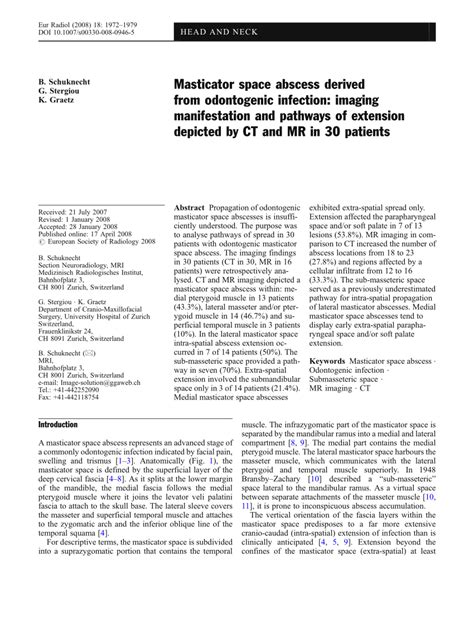 Pdf Masticator Space Abscess Derived From Odontogenic Infection