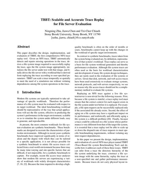 pdf tbbt scalable and accurate trace replay for file server evaluation