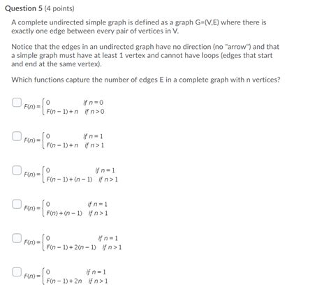 Solved Question 5 4 Points A Complete Undirected Simple