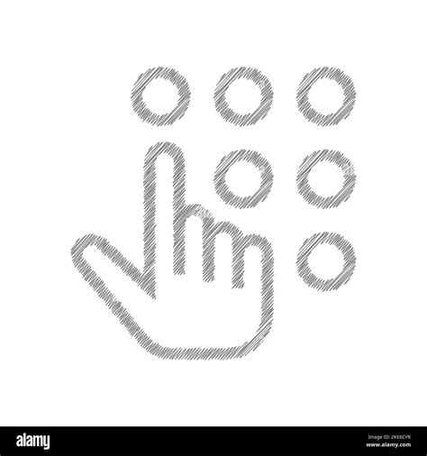 Hand Enters Password Sketch Vector Icon Hand Touching Keypad Security Concept Stock Vector