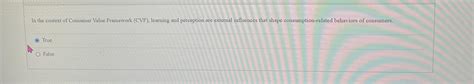Solved In The Context Of Consumer Value Framework Cvf