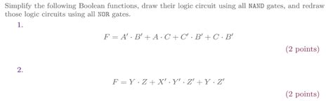 Solved Simplify The Following Boolean Functions Draw Their Chegg