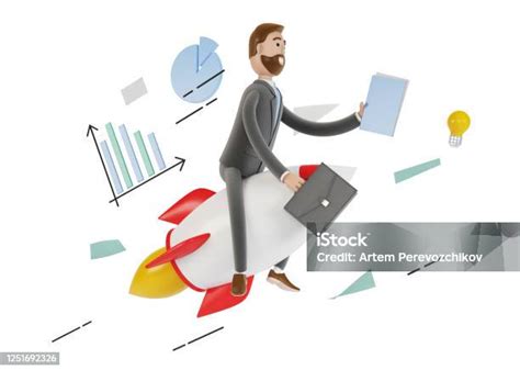 로켓을 타고 비행하는 사업가 스타트업 비즈니스 컨셉 목표 달성 3d 렌더링 개념에 대한 스톡 사진 및 기타 이미지 개념 개념과 주제 금융 Istock