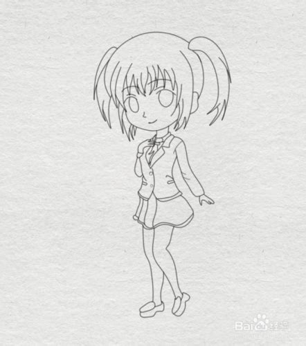 女生学生服的简笔画 简笔画图片大全 蒲城教育文学网