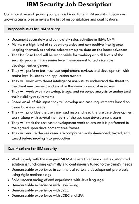 IBM Security Job Description Velvet Jobs IBM Security Job Description Velvet Jobs