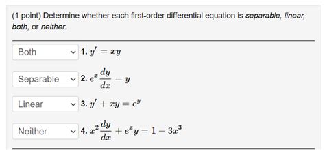 Solved 1 Point Determine Whether Each First Order