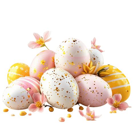 Luxurious Golden And Pastel Easter Eggs Arranged With Soft Floral