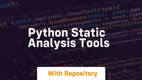 Python Static Analysis Tools Youtube