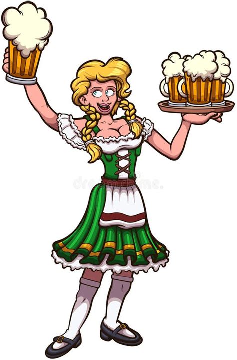 Oktoberfest Girl With Beer Vector Illustration With Simple Gradients