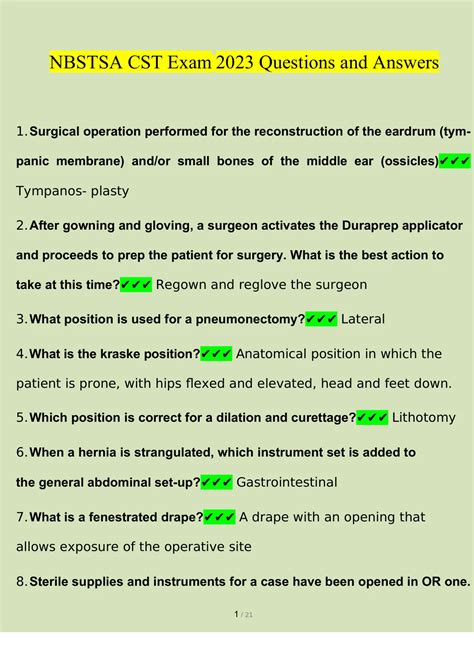 Nbstsa Cst Exam Questions And Answers 2023 Verified Answers By Expert Nbstsa Stuvia Us