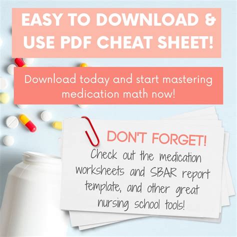 Medication Math Cheat Sheet For Nursing Students Etsy