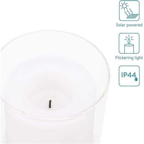 Navaris Led Solar Glass Garden Candles Set Of 2 Σετ με 2 Διακοσμητικά Ηλιακά Φωτιστικά Led