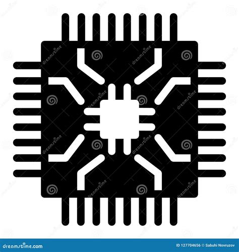 Microchip Solid Icon Cpu Vector Illustration Isolated On White Stock
