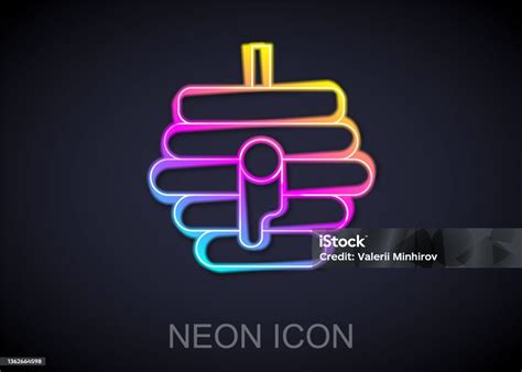 검은 배경에 고립 된 꿀벌 아이콘에 대한 빛나는 네온 라인 하이브 벌집 기호 양봉 및 양봉 달콤한 천연 식품 벡터 0명에 대한 스톡 벡터 아트 및 기타 이미지 Istock