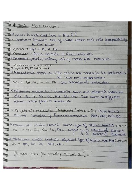 mole concept handwritten coaching notes pdf shop handwritten notes shn