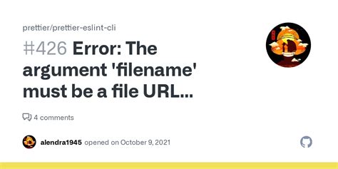 Error The Argument Filename Must Be A File Url Object File Url String Or Absolute Path