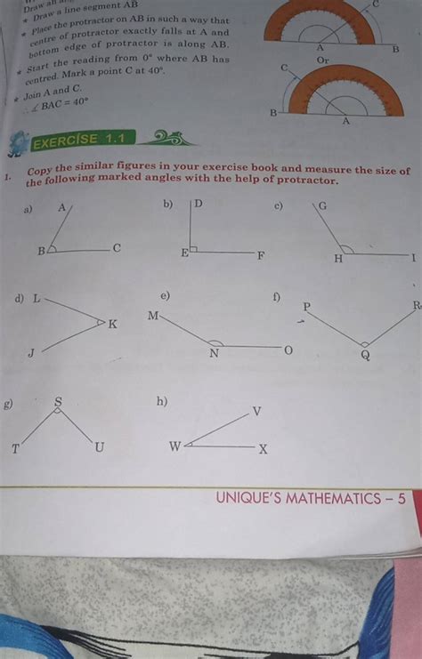 Draw A Line Segment Ab Place The Protractor On Ab In Such A Way That