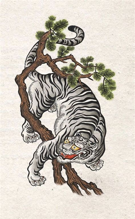한국호랑이 타투 민화 문신 아이디어 그림