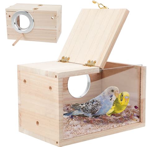 Gindoor Parakeet Nesting Box Natural Wood Breeding House For Small Birds Buy Now With