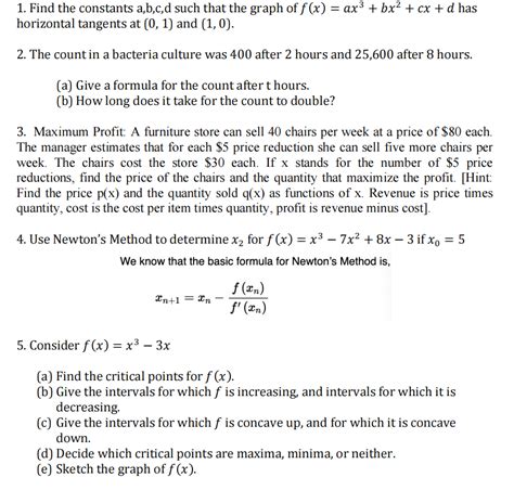Solved Find The Constants A B C D Such That The Graph Of Chegg