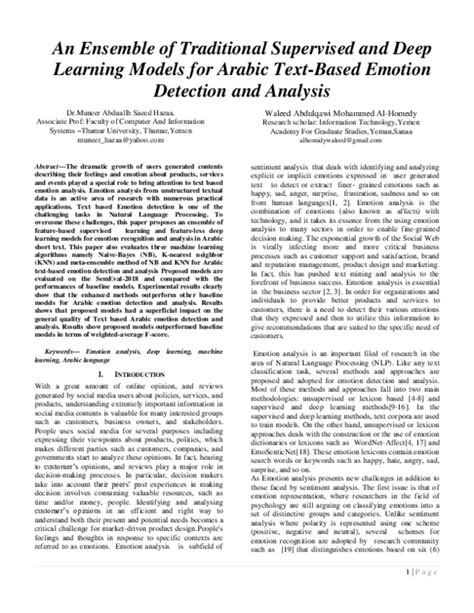 Pdf An Ensemble Of Traditional Supervised And Deep Learning Models For Arabic Text Based