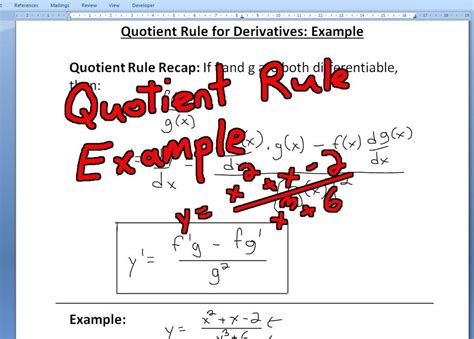 Quotient Rule For Derivatives Example Peakd