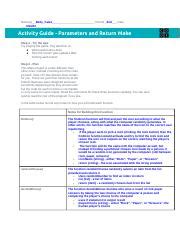 Activity Guide Parameters And Return Make Unit 7 Lesson 4 Docx