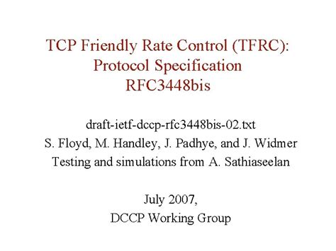 Tcp Friendly Rate Control Tfrc Protocol Specification Rfc
