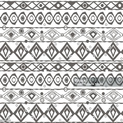 곡선 원 호 마름모 삼각형의 회색 원활한 기하학적 끝없는 패턴 흰색 배경에 민족 동기 0명에 대한 스톡 벡터 아트 및 기타 이미지 Istock