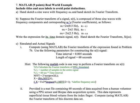 Solved 7 Matlab 9 Points Real World Example Include Titles And Axes Labels To Avoid Point