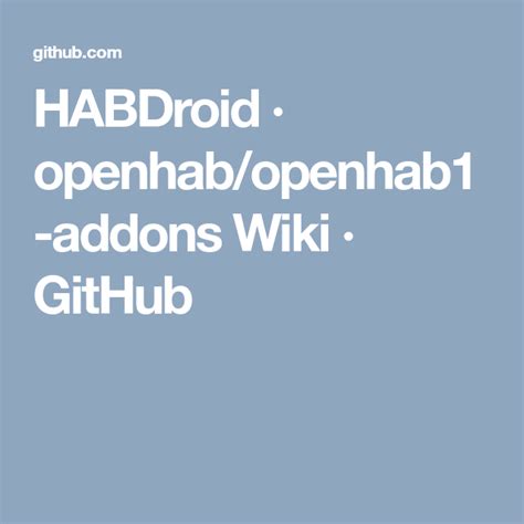 Habdroid · Openhabopenhab1 Addons Wiki · Github