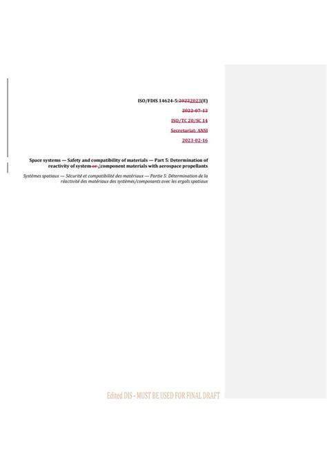 ISO 14624 5 2023 Space Systems Safety And Compatibility Of Materials Part 5 Determination Of
