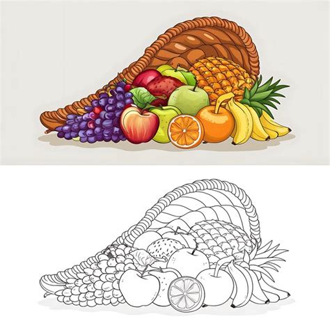 Cute Cornucopia Coloring Book Pictures Freepik
