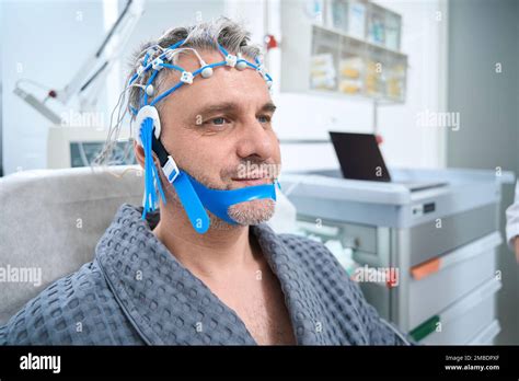 Patient In A Medical Clinic On An Eeg Electroencephalography Stock
