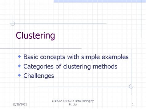 Clustering W Basic Concepts With Simple Examples W