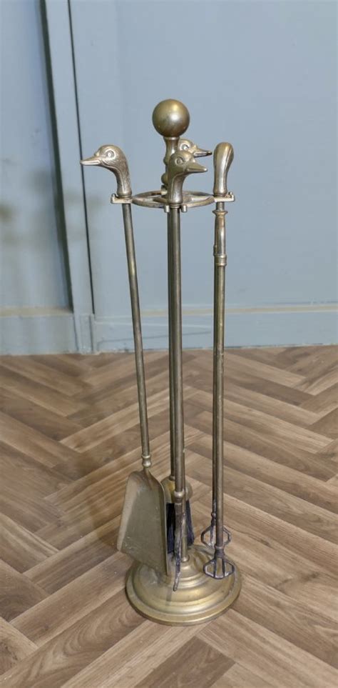 Brass Fireside Companion Set Fireside Tools With Ducks