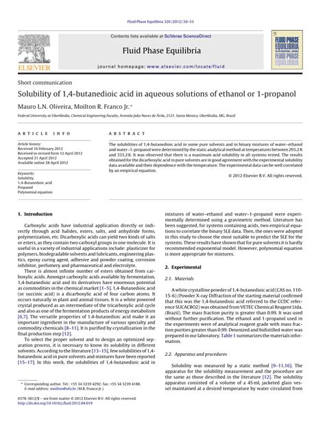 Pdf Solubility Of Benzoic Acid In Aqueous Solutions Containing