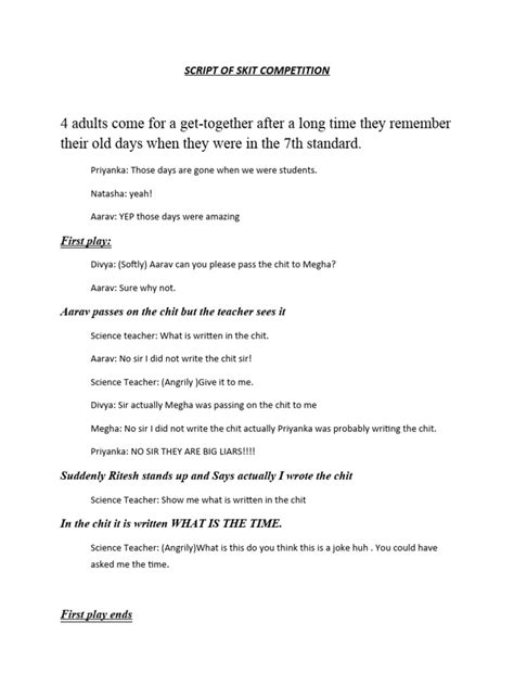 Script Of Skit Competition Pdf