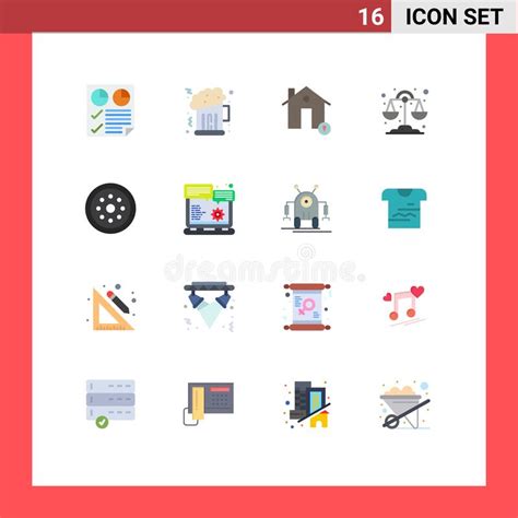 Set Of 16 Vector Flat Colors On Grid For Locked Science Buildings