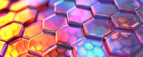 Abstract Iridescent Background Design 3d Render Featuring A Honeycomb Pattern With An