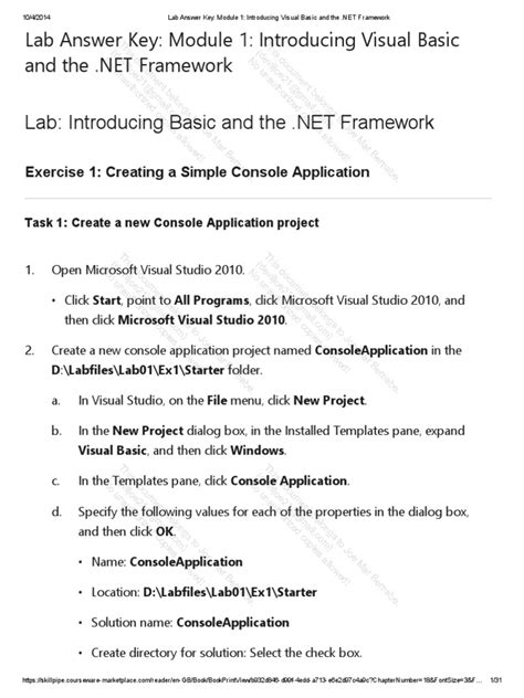 lab answer key module 1 introducing visual basic and the pdf