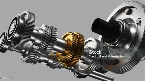 3d 기어 변속기의 자동차 기어박스 샤프트의 강철과 금 기어는 배경에 격리되어 있습니다 순서에 대한 스톡 사진 및 기타 이미지 Istock