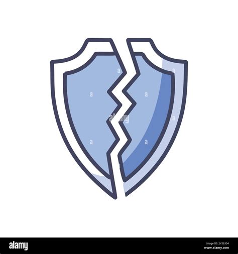 Broken Shield Icon A Cracked Shield Symbolizing Vulnerability And Weakness Represents A Lack