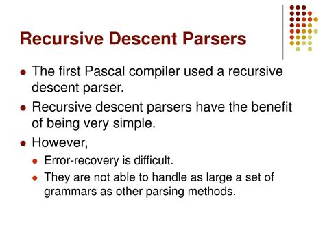 Ppt Recursive Descent Parsers Powerpoint Presentation Free Download
